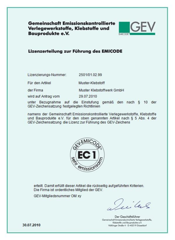 Lizenzvergabe - EMICODE