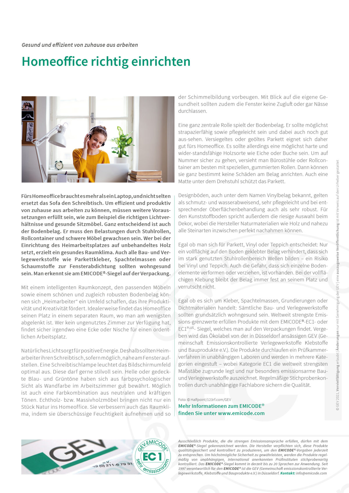 Homeoffice richtig einrichten - EMICODE